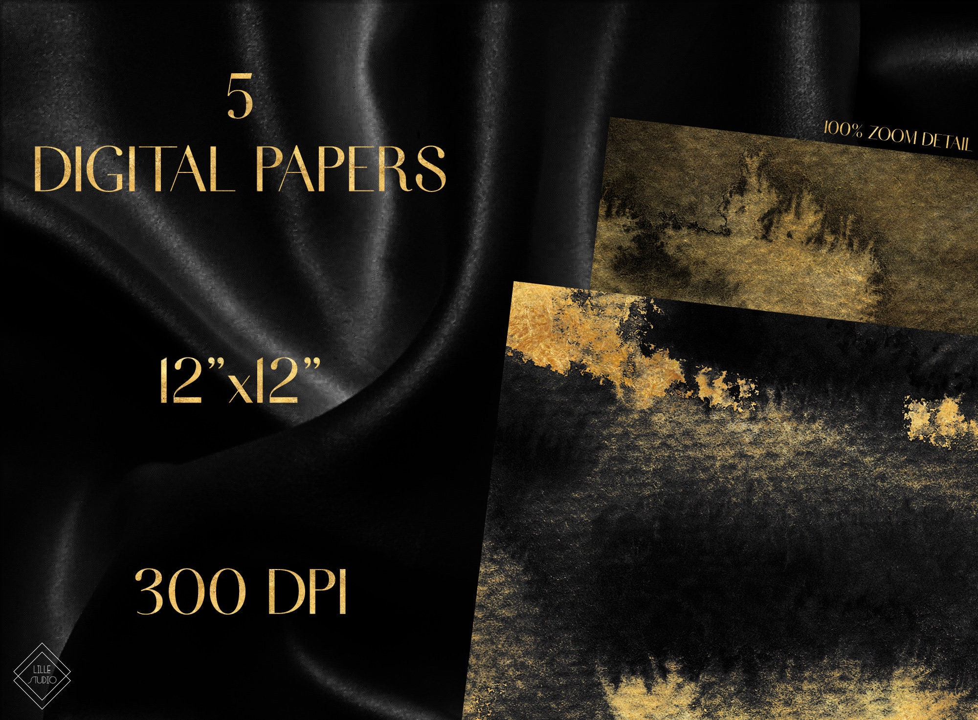 Glam Black Gold Digital Papers Watercolor Paper Graphics - Etsy