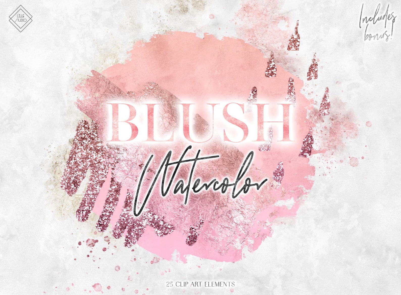 Blush Pink Watercolor Clipart PNG Rose Gold Brush Stroke - Etsy