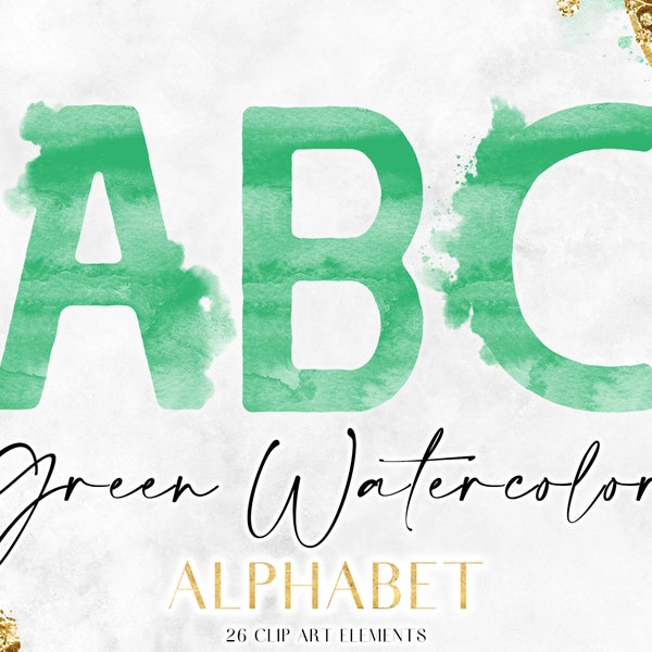 Green Water Color Font - Etsy