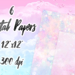 Pastel Galaxy Digital Paper - Rainbow Unicorn Digital Papers - Bokeh ...