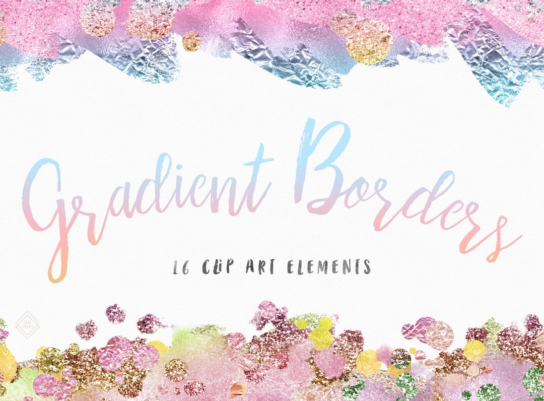 Rainbow Confetti Glitter Border Clipart - Colorful Unicorn Color ...