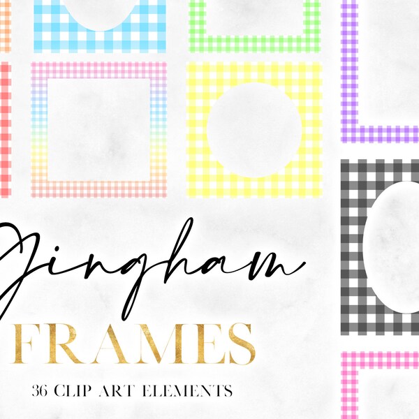 Gingham Border Clipart - Etsy