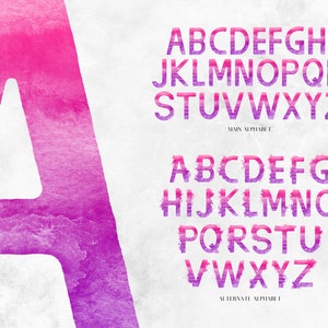 Pink Purple Watercolor Digital Alphabet - Water Color Letter PNG ...