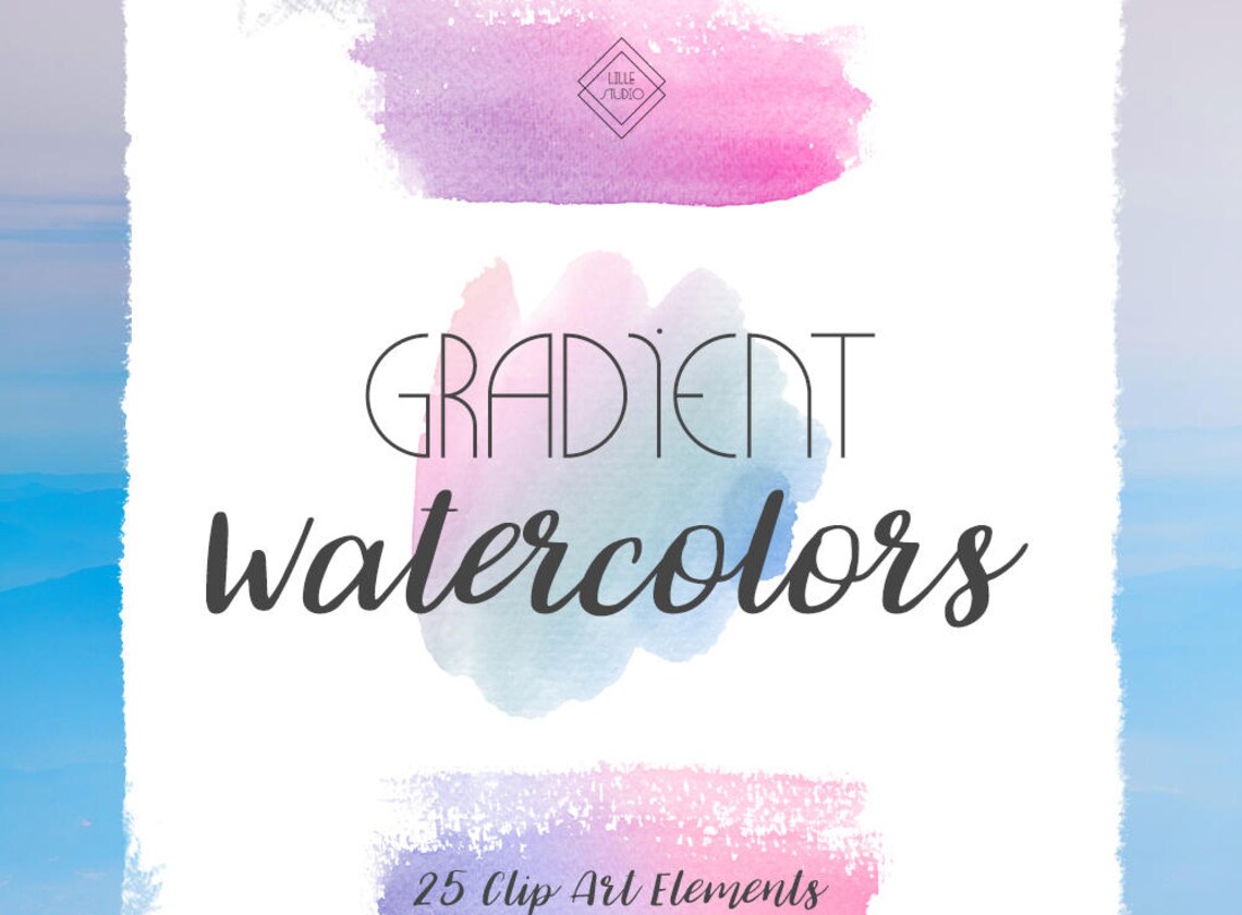 Pastel Rainbow Watercolor Clipart Brush Stroke Water Color - Etsy