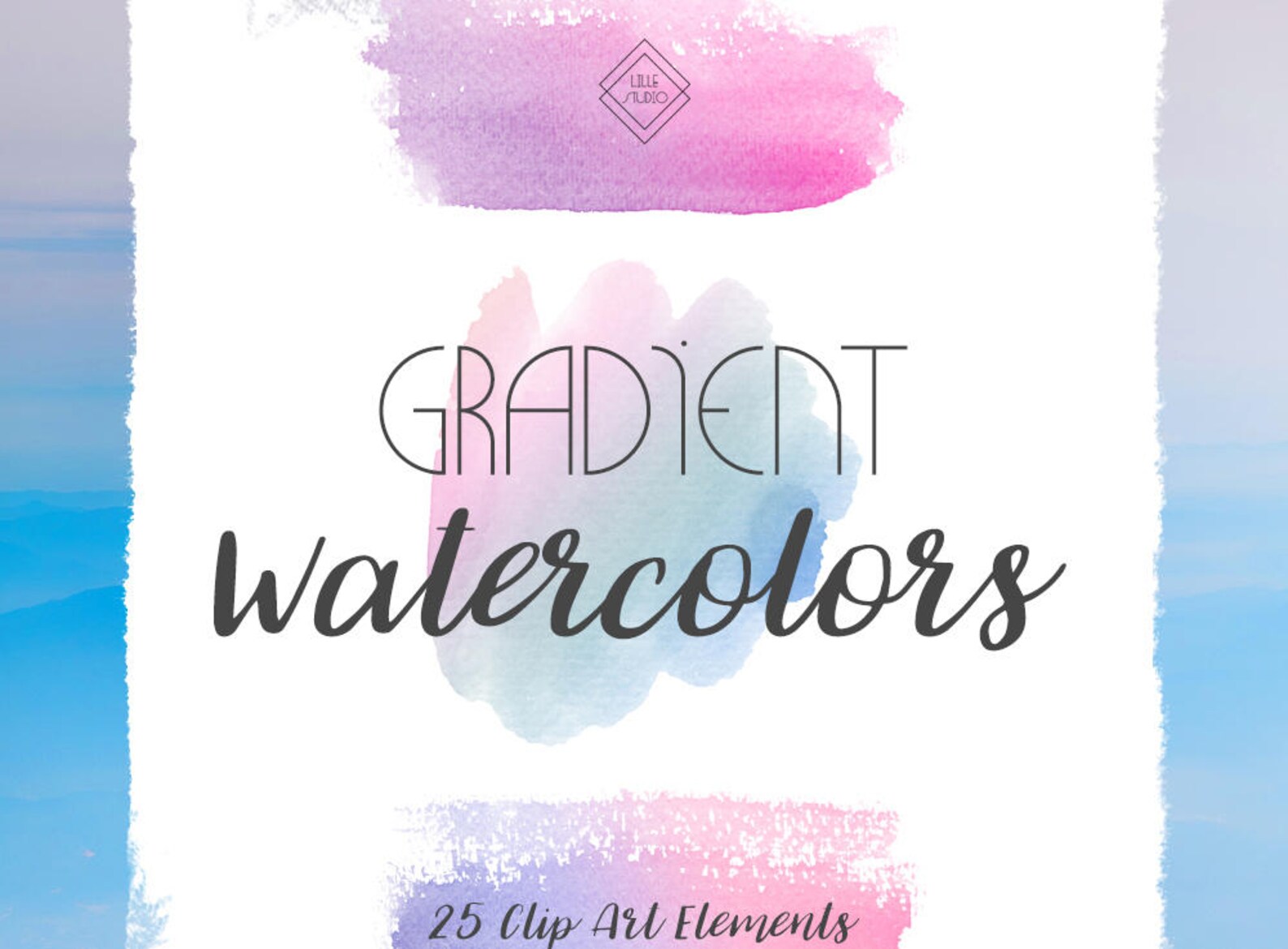 Pastel Rainbow Watercolor Clipart Brush Stroke Water Color - Etsy