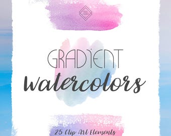 Holographic Watercolor Unicorn Clipart Brush Strokes Pastel | Etsy