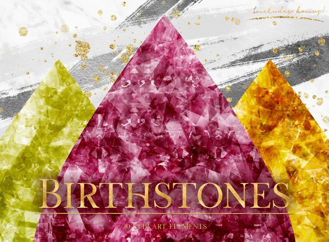 Birthstone Gemstone Clipart: Crystal, Diamond, Opal Graphics ...