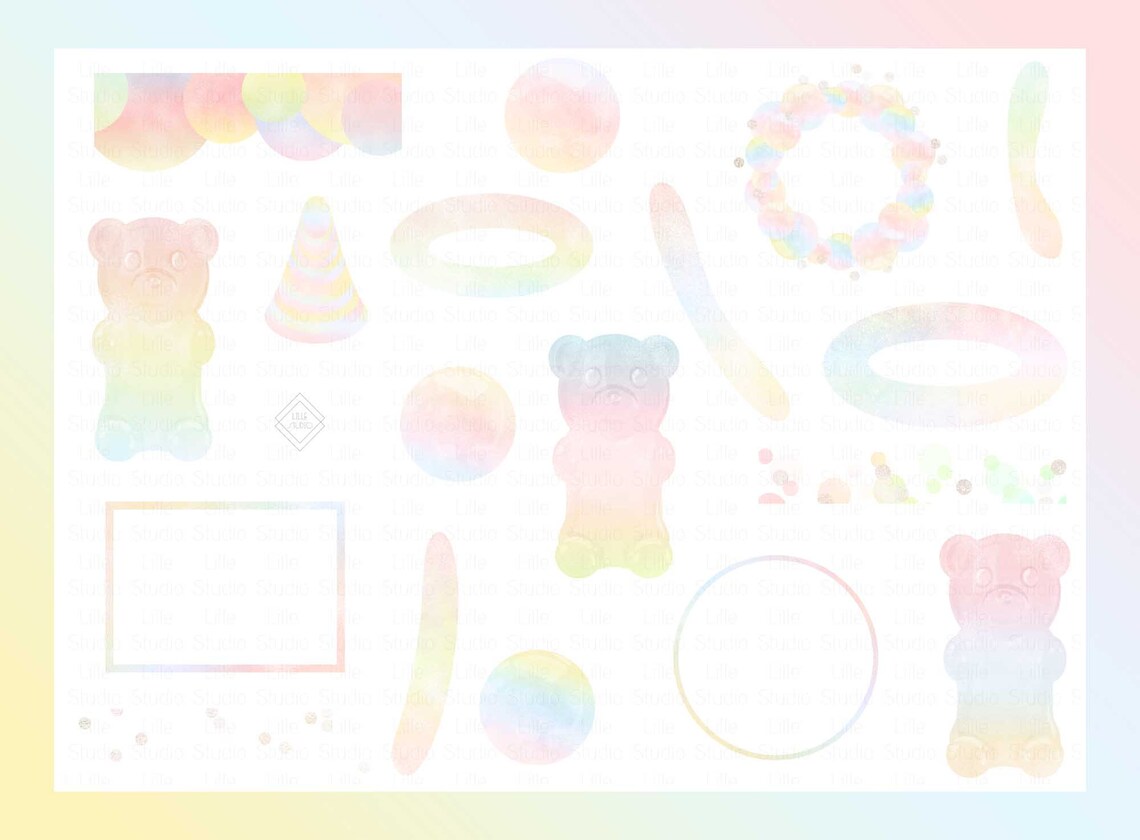 Rainbow Gummy Candy Clipart Pastel Sweets Bubble Gum Clip | Etsy