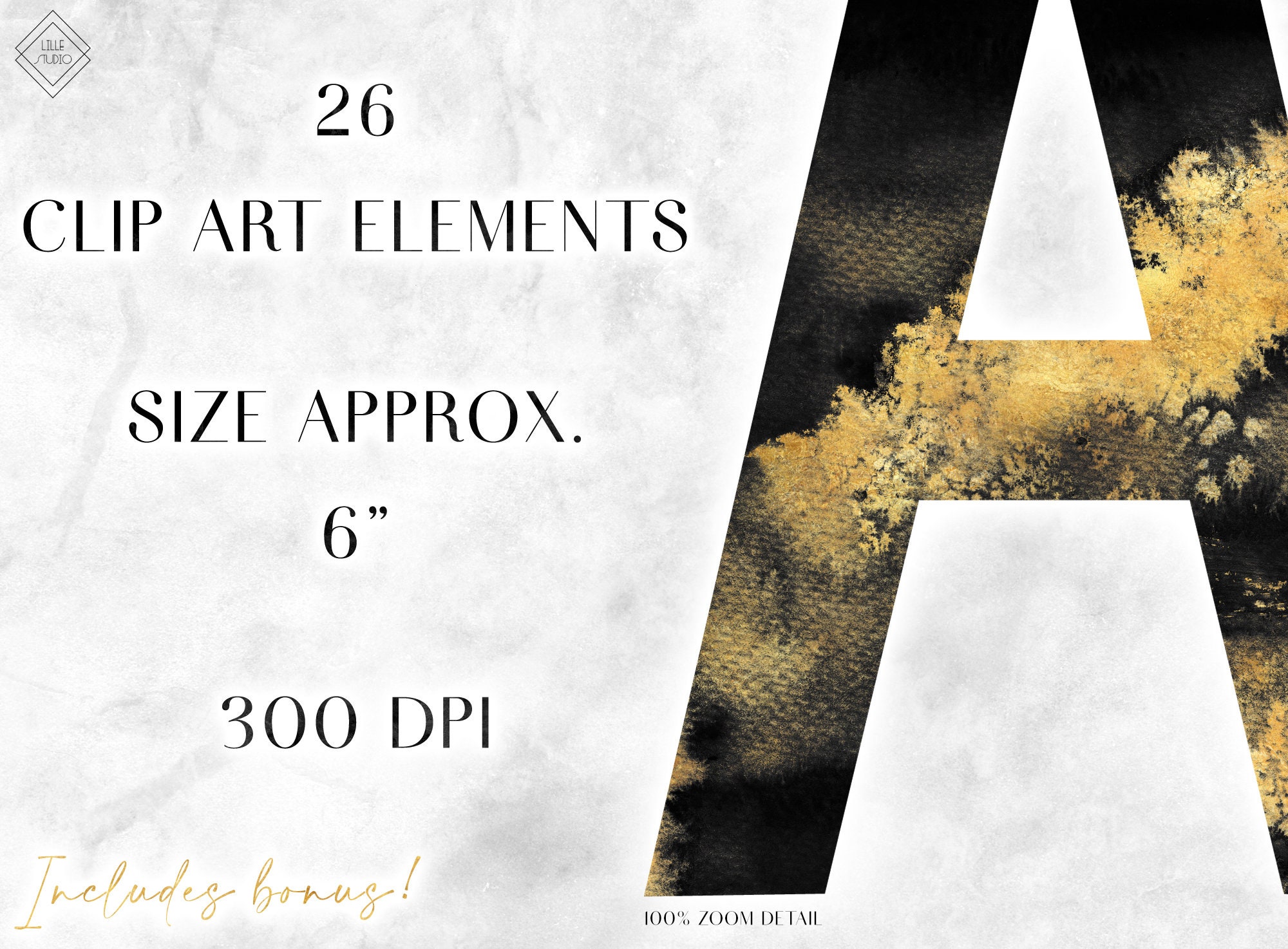 Black Gold Watercolor Alphabet Clipart Glam Abstract Letter - Etsy
