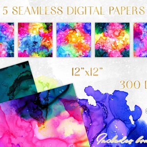 Rainbow Alcohol Ink Seamless Digital Paper Pattern - Colorful Abstract ...