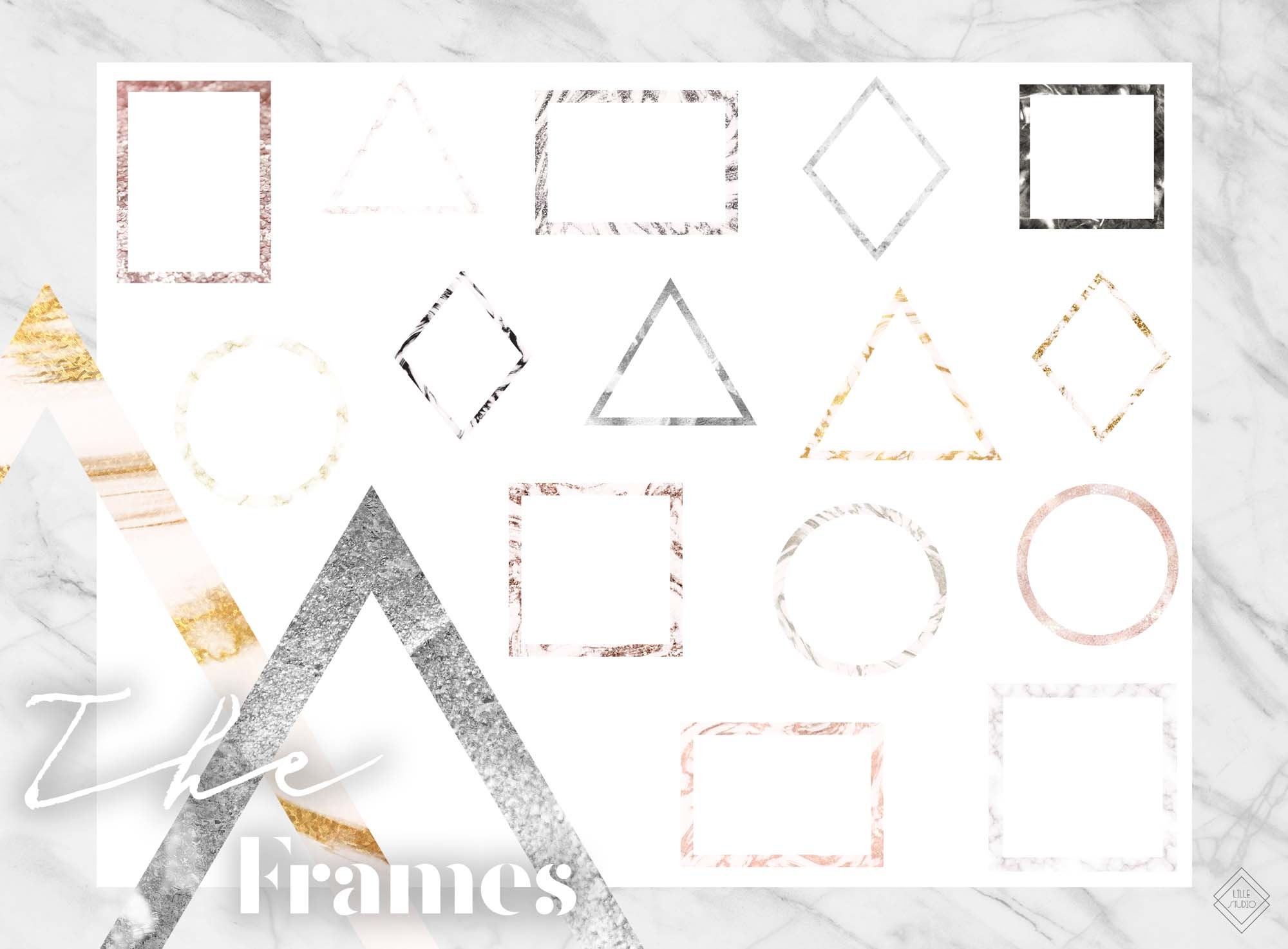 Marble Clipart Frames Modern Geometric Frame Clip Art | Etsy