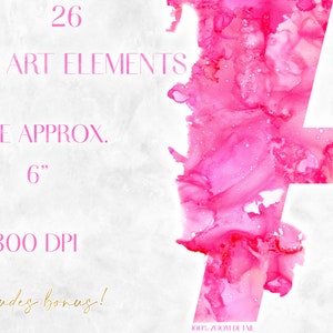 Hot Pink Ink Alphabet Clipart - Watercolor Cloud Monogram PNG ...