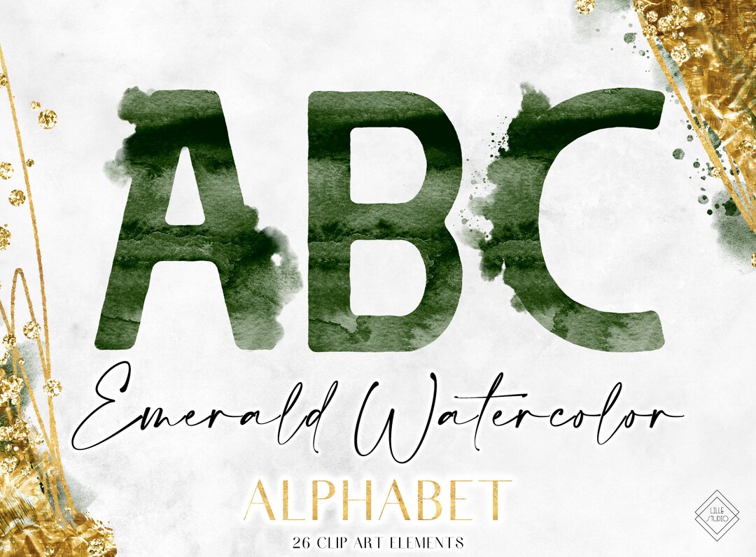 Emerald Green Watercolor Digital Alphabet - Water Color Letter PNG ...