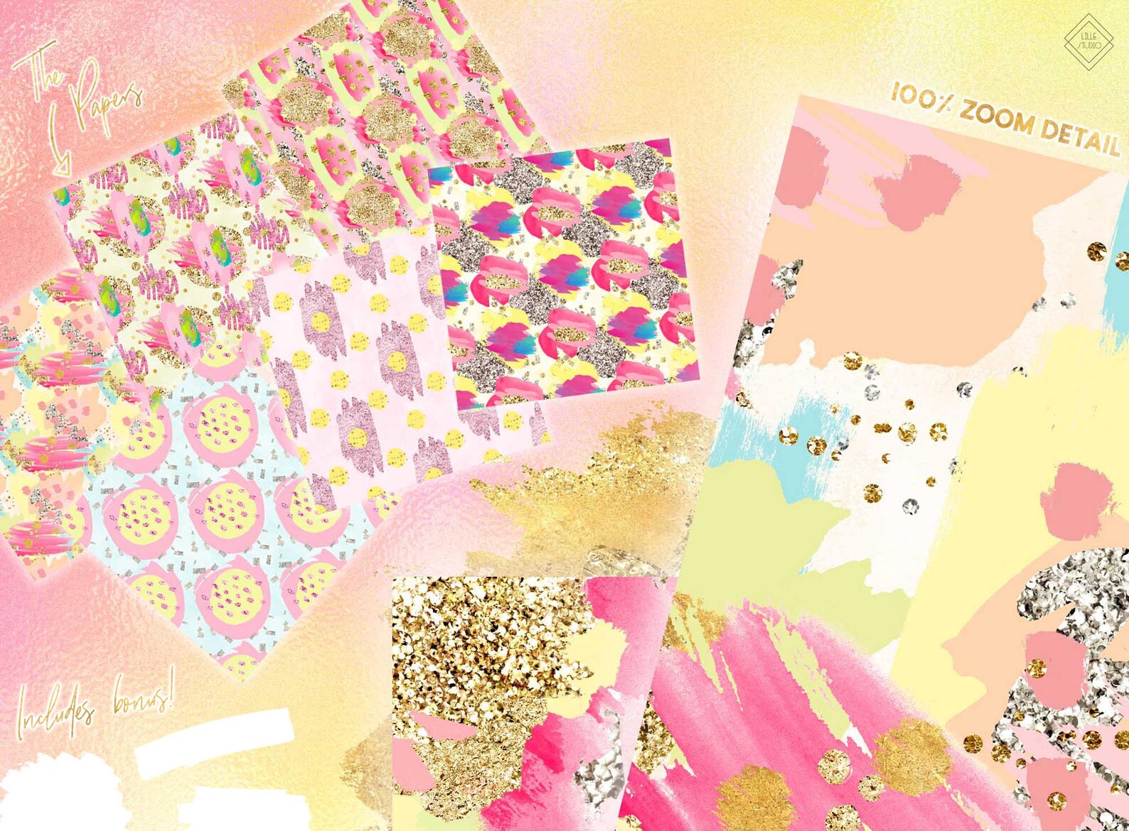 Seamless Neon Abstract Digital Paper Geometric Confetti - Etsy