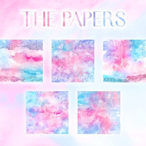 Pastel Pink Blue Purple Watercolor Digital Paper: Abstract Gradient ...