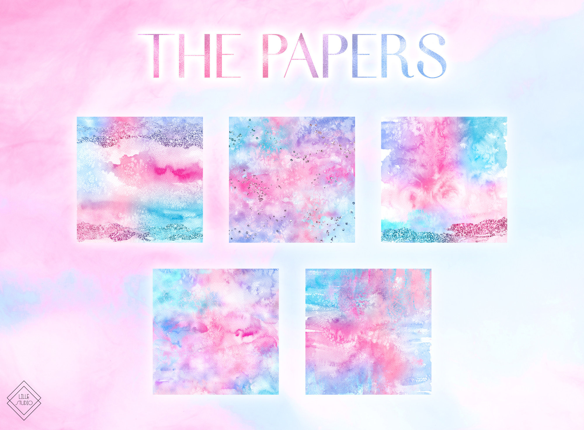 Pastel Pink Blue Purple Watercolor Digital Paper Backgrounds | Etsy