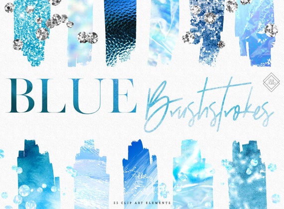 Blue Brush Strokes Clipart Navy Watercolor Stroke Clip Art - Etsy
