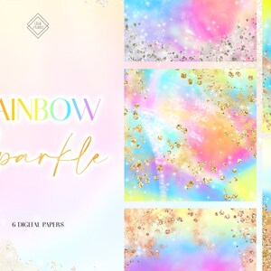 Rainbow Glitter Digital Paper Colorful Neon Gradient - Etsy