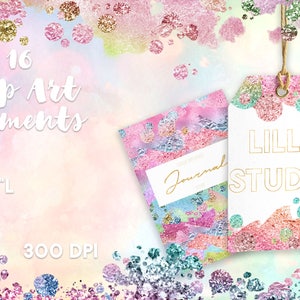 Rainbow Confetti Glitter Border Clipart - Colorful Unicorn Color ...