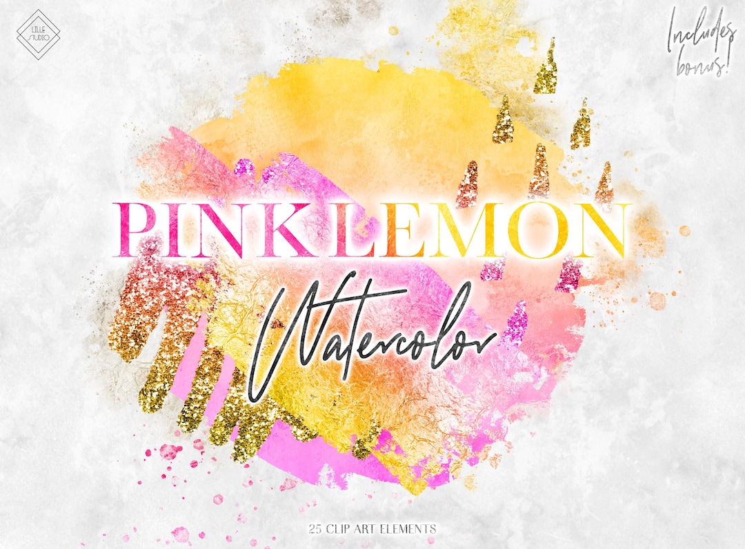 Pink Yellow Watercolor Brush Strokes Clipart - Water Color Brushstrokes ...