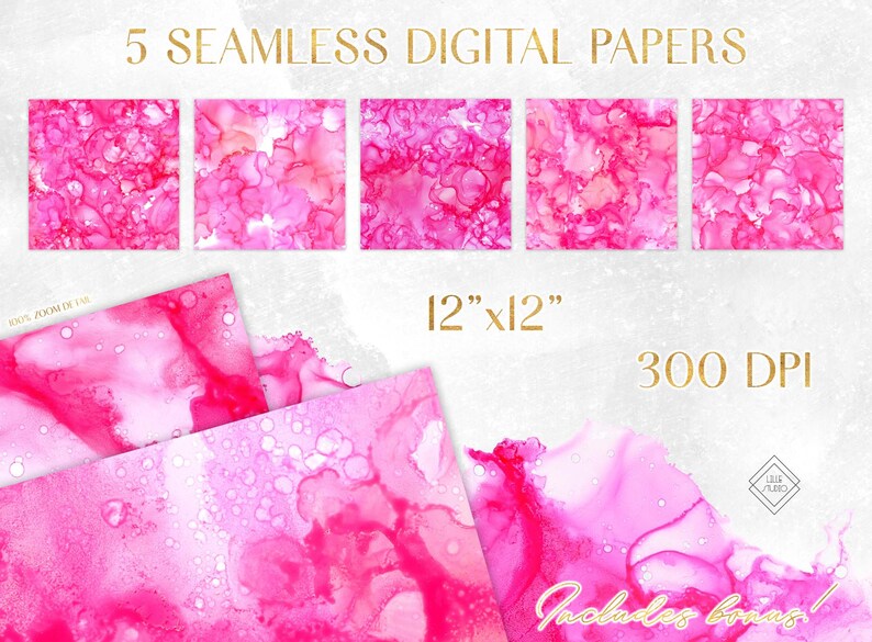 Hot Pink Alcohol Ink Seamless Digital Paper Watercolor - Etsy