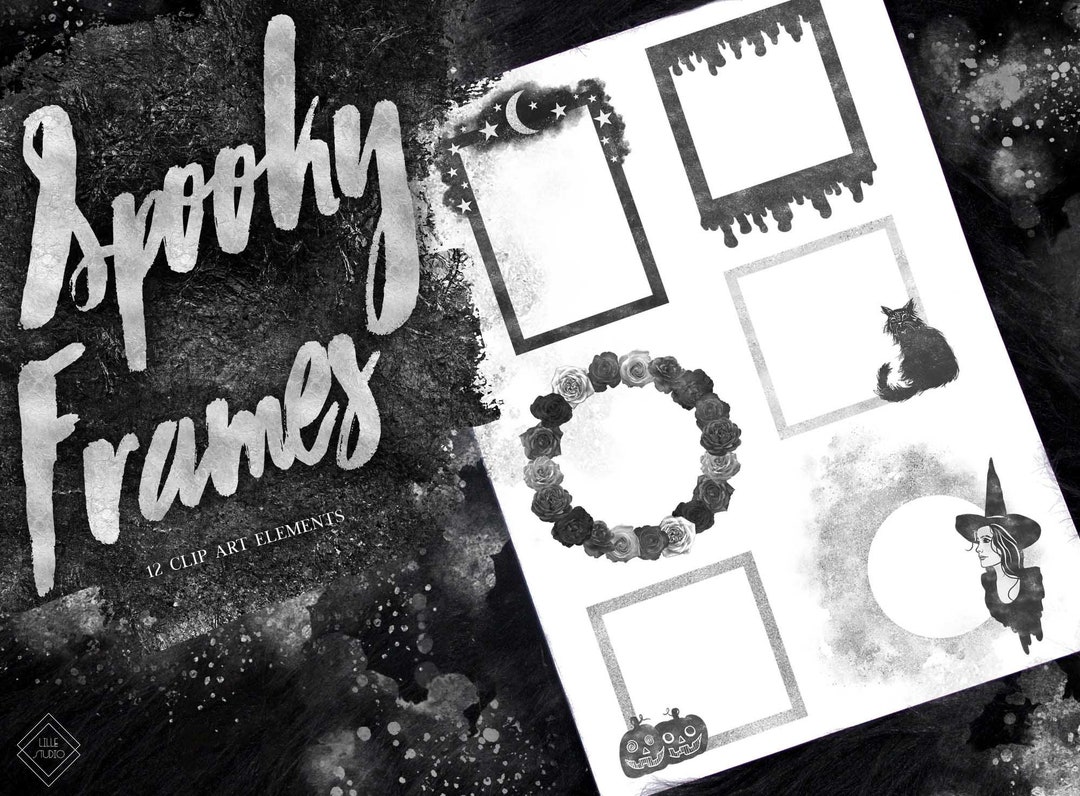 Halloween Clipart Frames: Spooky Witch & Goth Borders (PNG Graphics ...