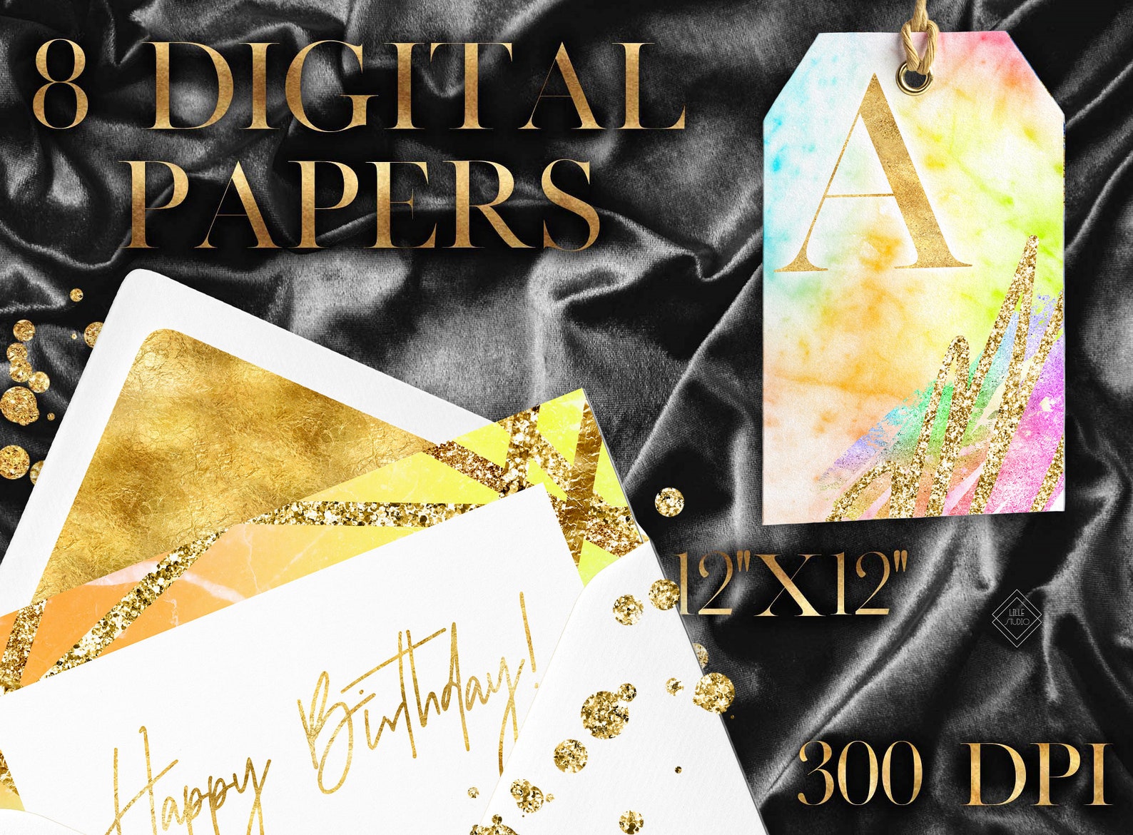 Neon Colorful Marble Digital Paper Rainbow Gold Glam - Etsy
