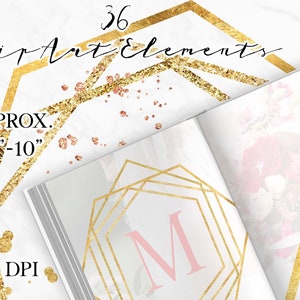 Geometric Frame Clipart - Rose Gold Silver Frames Clip Art - Abstract ...