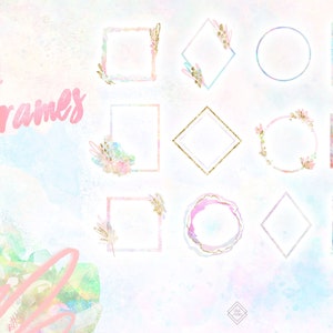 Boho Frame Clipart - Rainbow Abstract Geometric Clip Art Borders ...