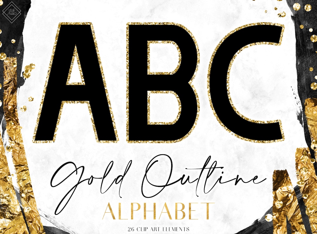 Black Gold Glitter Alphabet PNG - Sparkly Monogram Letter Clipart ...