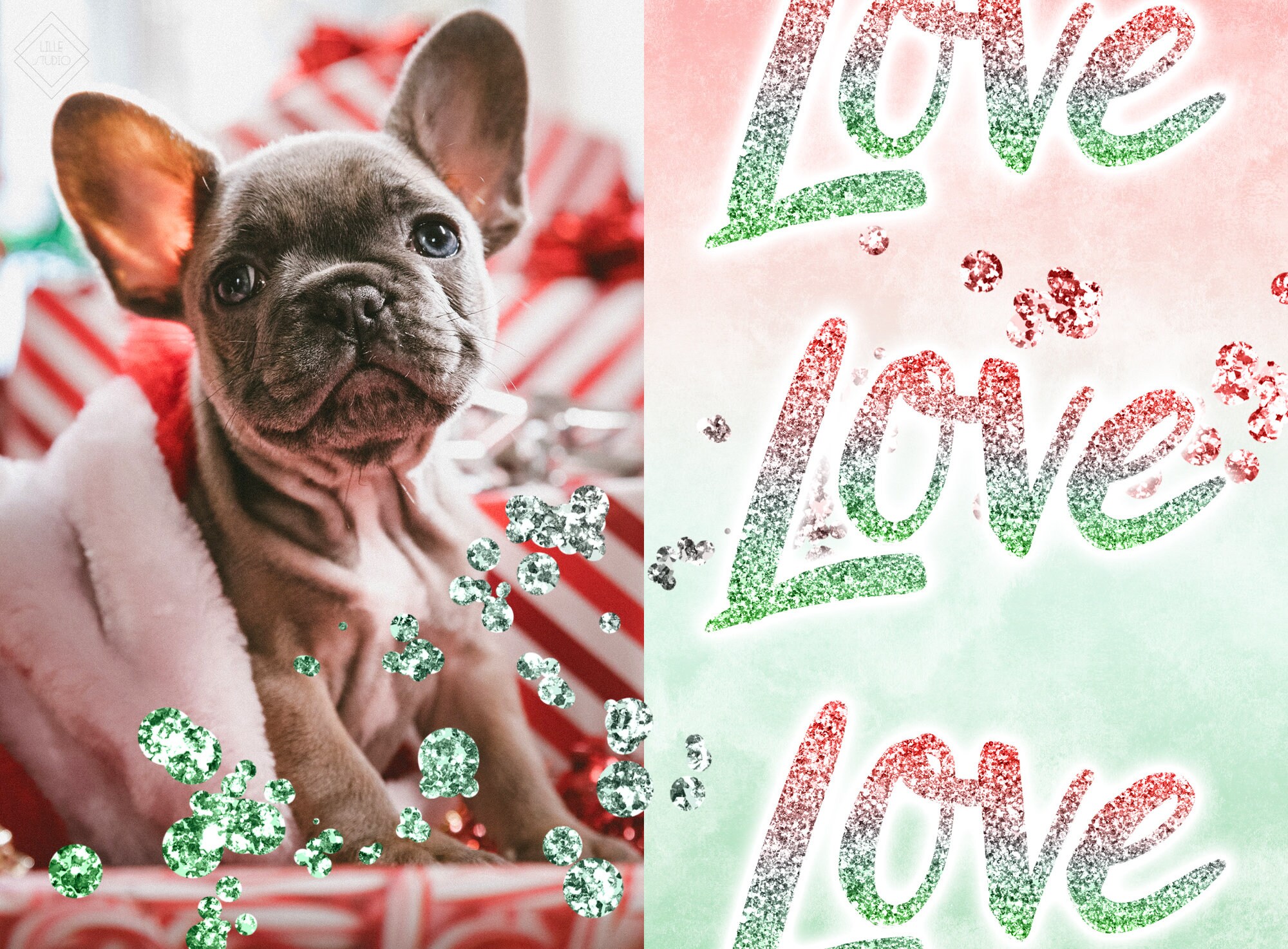 Christmas Glitter Alphabet Clipart: Red & Green PNG Monogram Letters ...