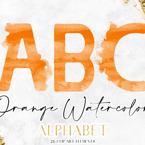 Orange Watercolor Digital Alphabet - Water Color Letter PNG Clipart ...