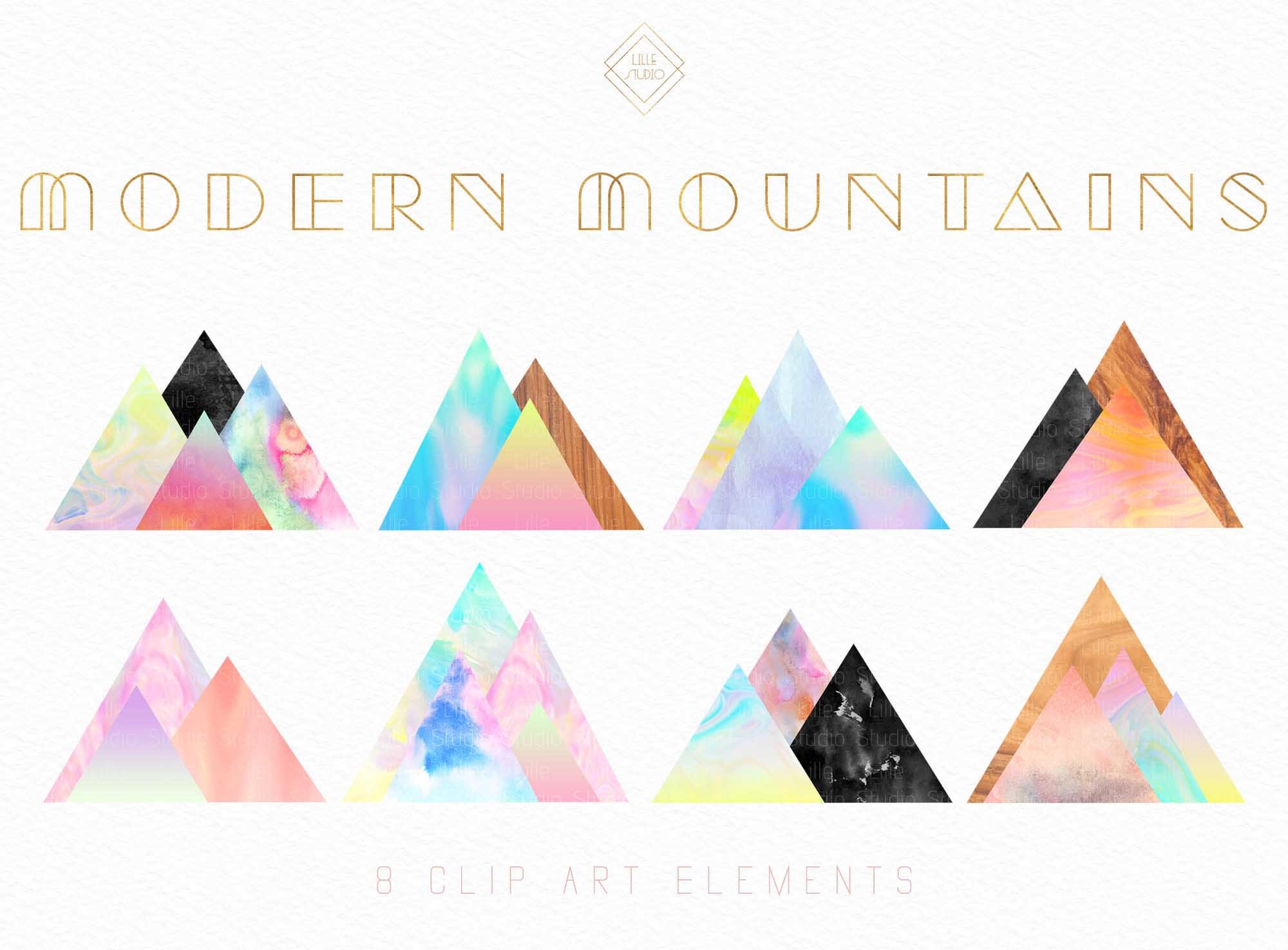Mountains Clip Art Colorful