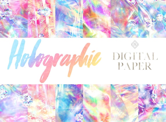 Rainbow Holographic Digital Paper Iridescent 90s Papers - Etsy