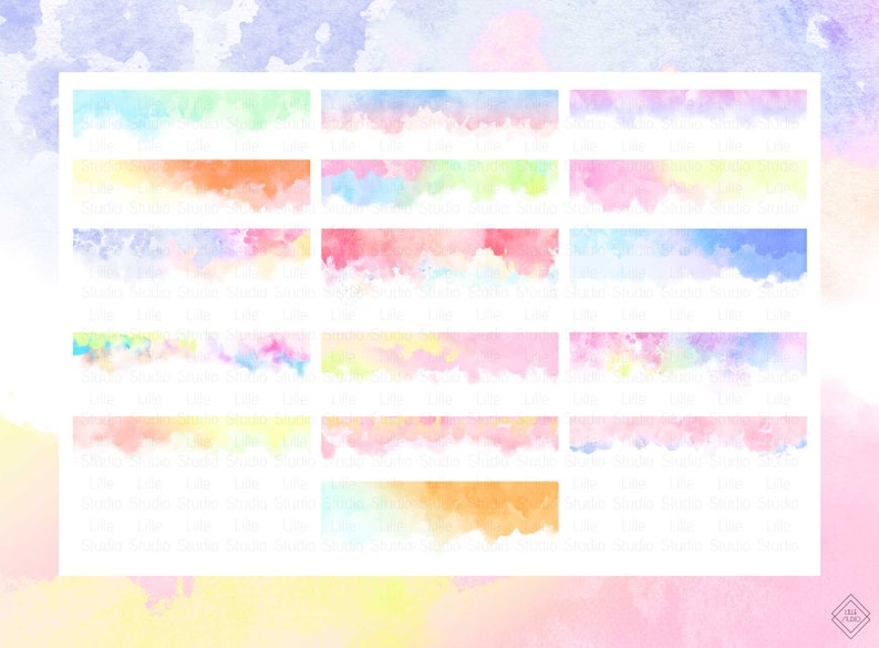 Colorful Watercolor Border Clipart PNG Rainbow Water Color - Etsy