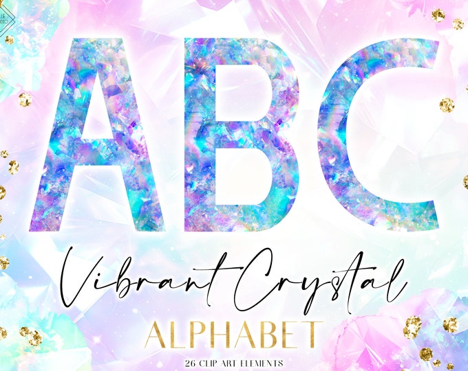 Crystal Alphabet PNG Digital Files, Flowers, Butterflies, Scrapbook ...