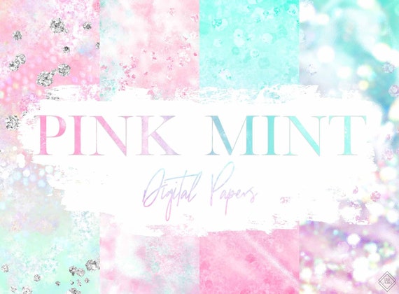 Pink Mint Green Digital Paper Watercolor Mermaid Sea | Etsy España