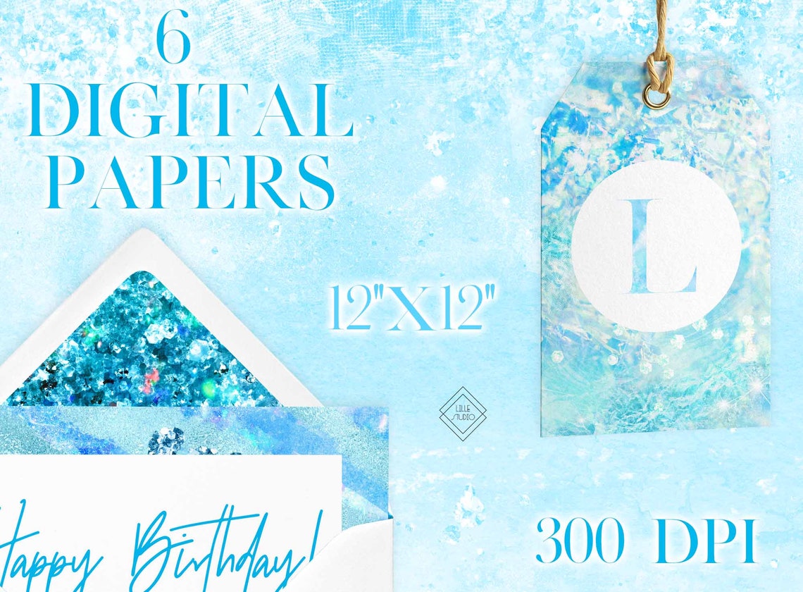 Baby Blue Watercolor Digital Paper Pastel Water Color Winter - Etsy