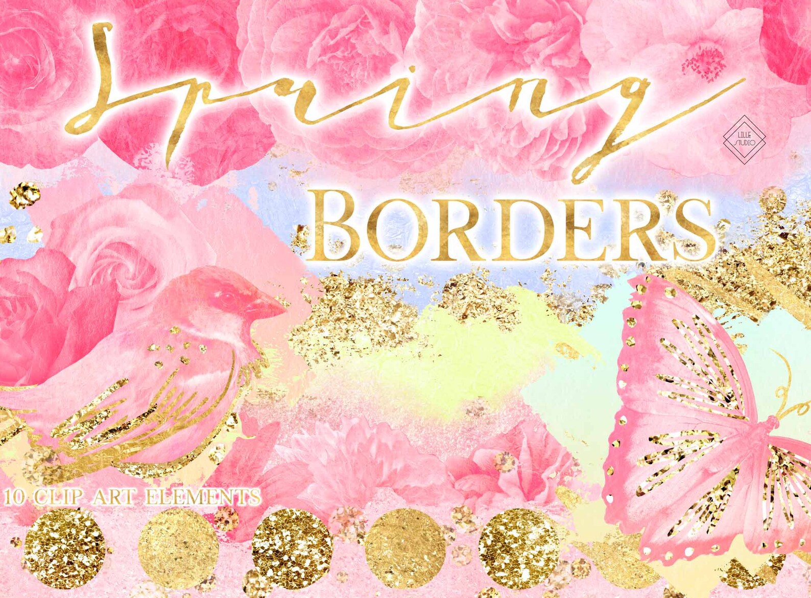 Spring Easter Clipart Borders Pastel Pink Flower Border Clip | Etsy