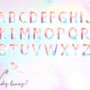 Galaxy Alphabet Clipart - Rainbow Star Space Digital Monogram Clip Art ...