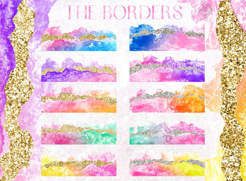 Pink Ombre Watercolor Border Clipart Colorful Gradient Clip - Etsy UK