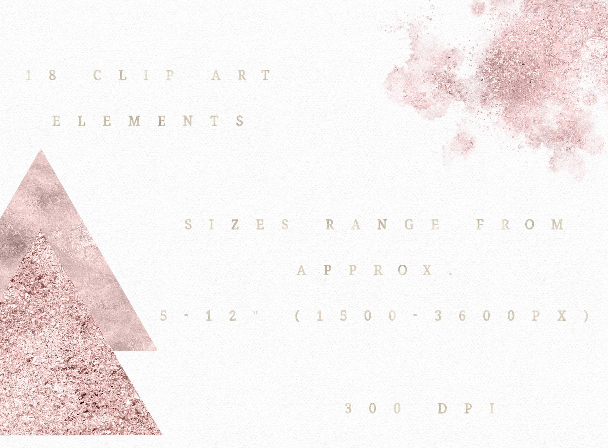 Rose Gold Brush Stroke Geometric Shapes Clipart Watercolor - Etsy