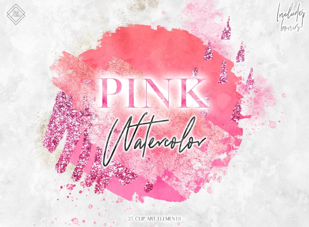 Hot Pink Watercolor Brush Strokes Clipart - Rose Water Color ...