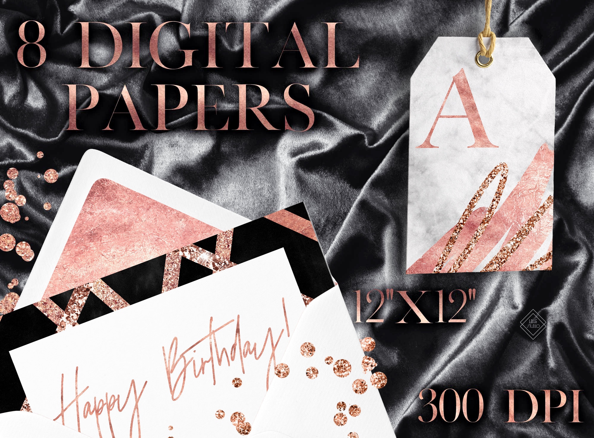 Black Rose Gold Marble Digital Paper Geometric Abstract - Etsy