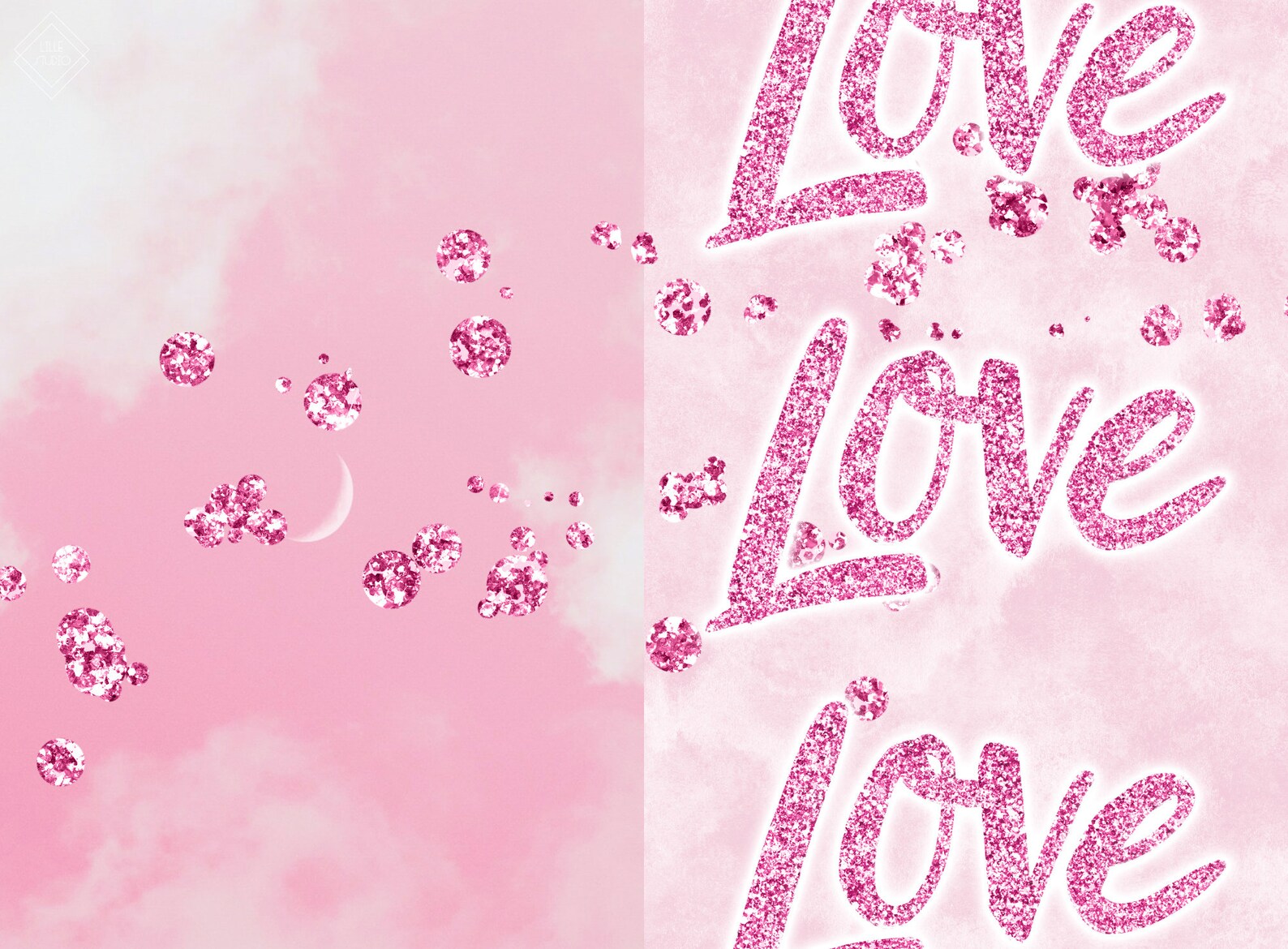 Hot Pink Glitter Digital Alphabet Clipart Monogram Letter - Etsy