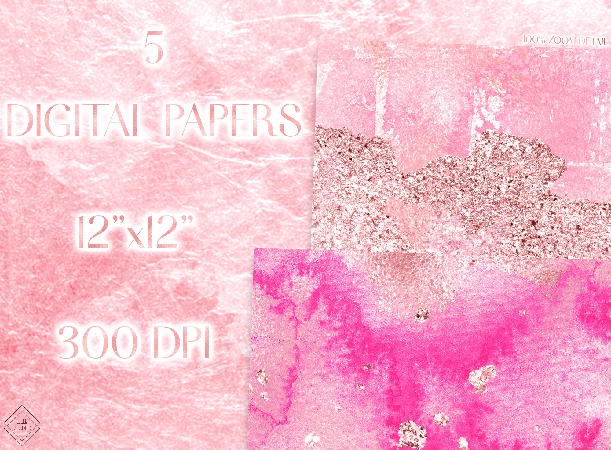 Pink Rose Gold Watercolor Digital Paper Backgrounds Abstract - Etsy