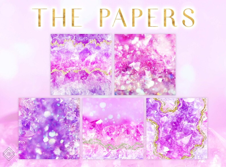 Amethyst Crystal Digital Paper Boho Crystals Background | Etsy