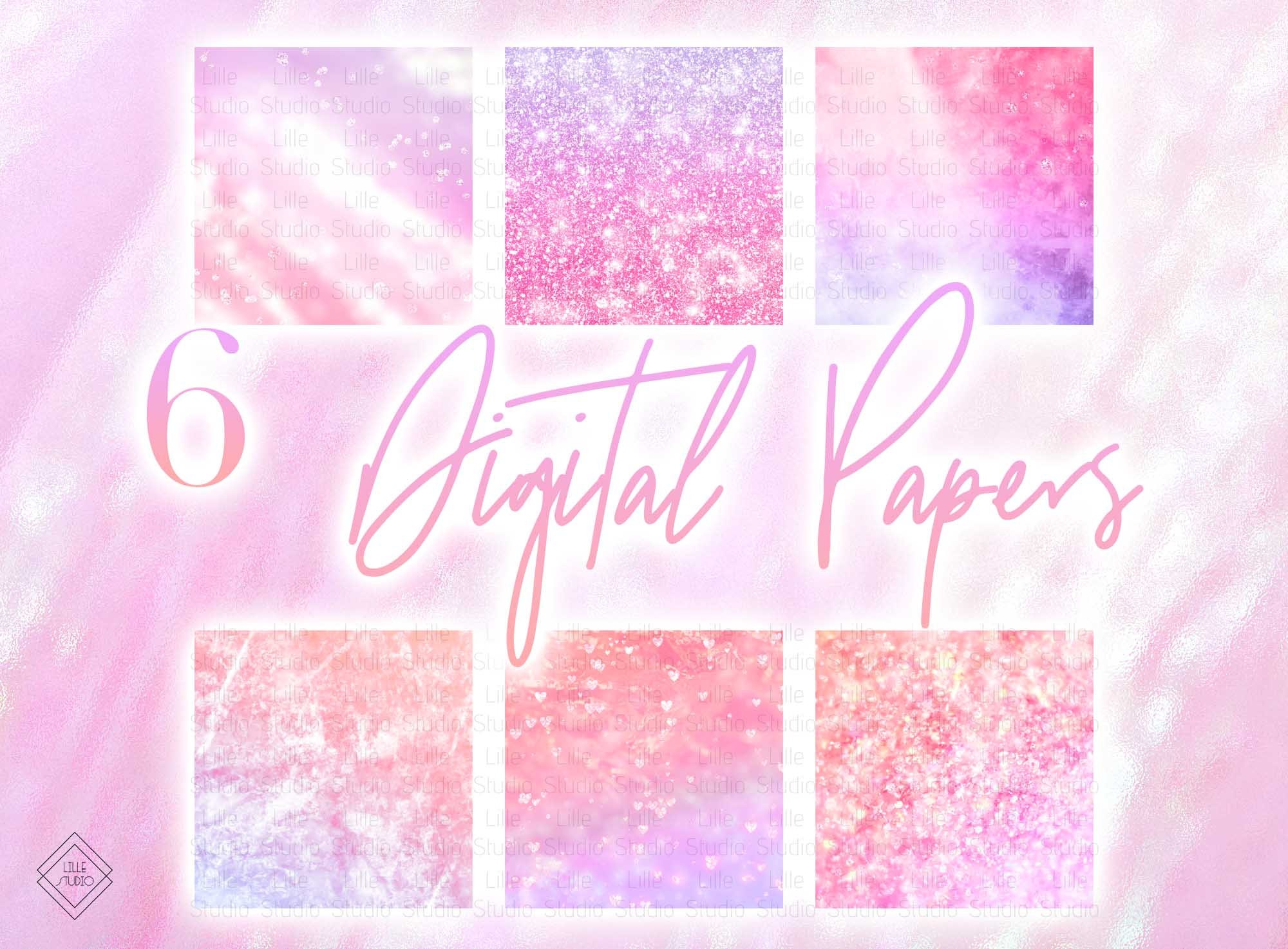 Lavender Baby Pink Digital Paper Pastel Purple Glitter | Etsy