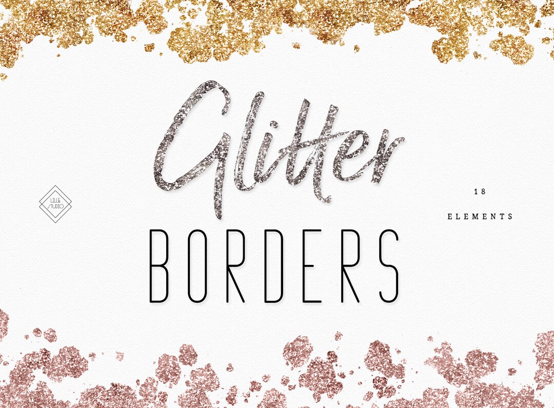 Rose Gold Glitter Confetti Border Clipart - Silver Digital Frames ...