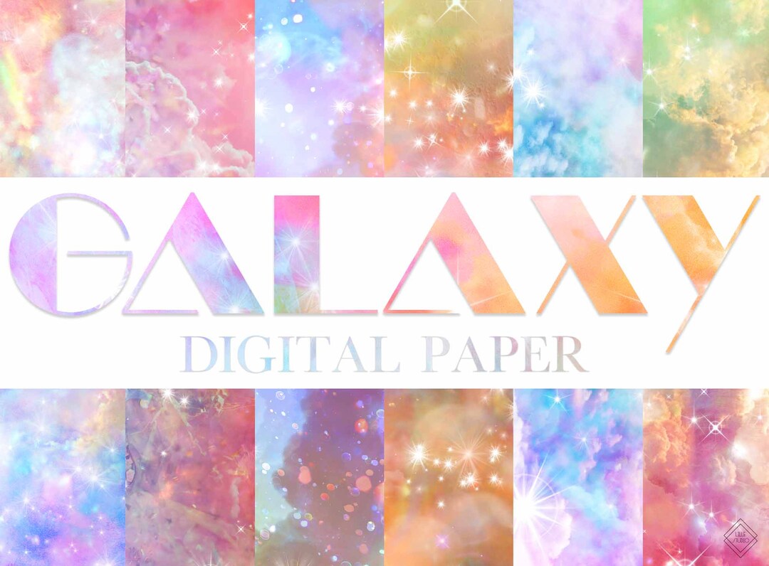 Rainbow Galaxy Digital Paper - Space Digital Papers - Celestial Cloud ...